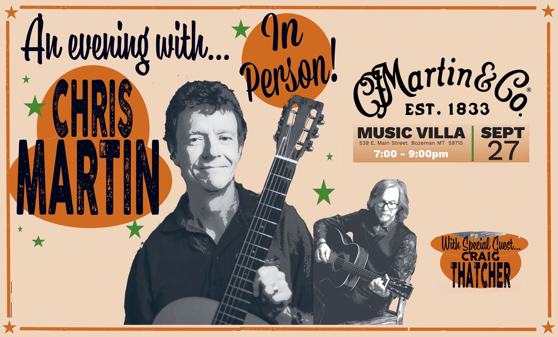 An Evening with Chris Martin & Craig Thatcher – September 27 – Music ...